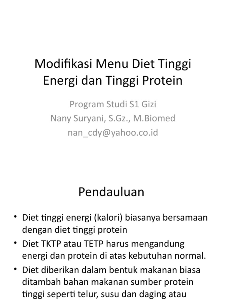 Modifikasi Menu Diet Tinggi Kalori Tinggi Protein | PDF