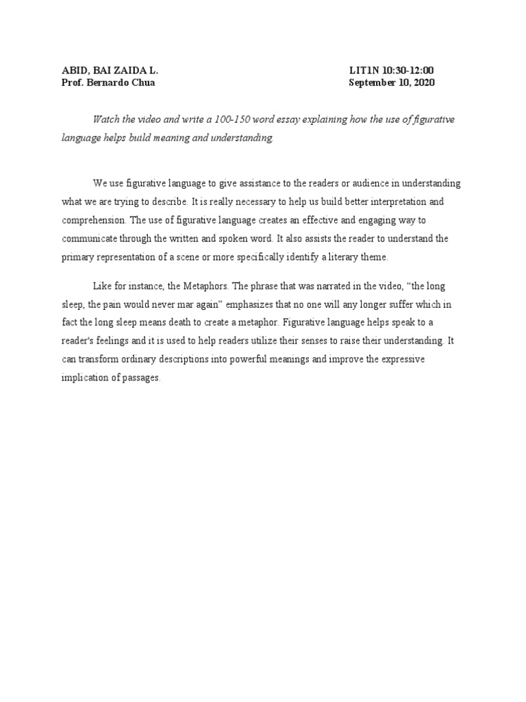 Watch The Video and Write A 100-150 Word Essay Explaining How The Use ...