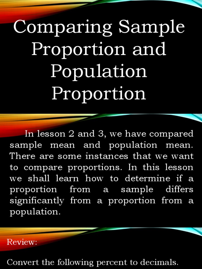 Comparing Sample Proportion and Population Proportion | PDF ...
