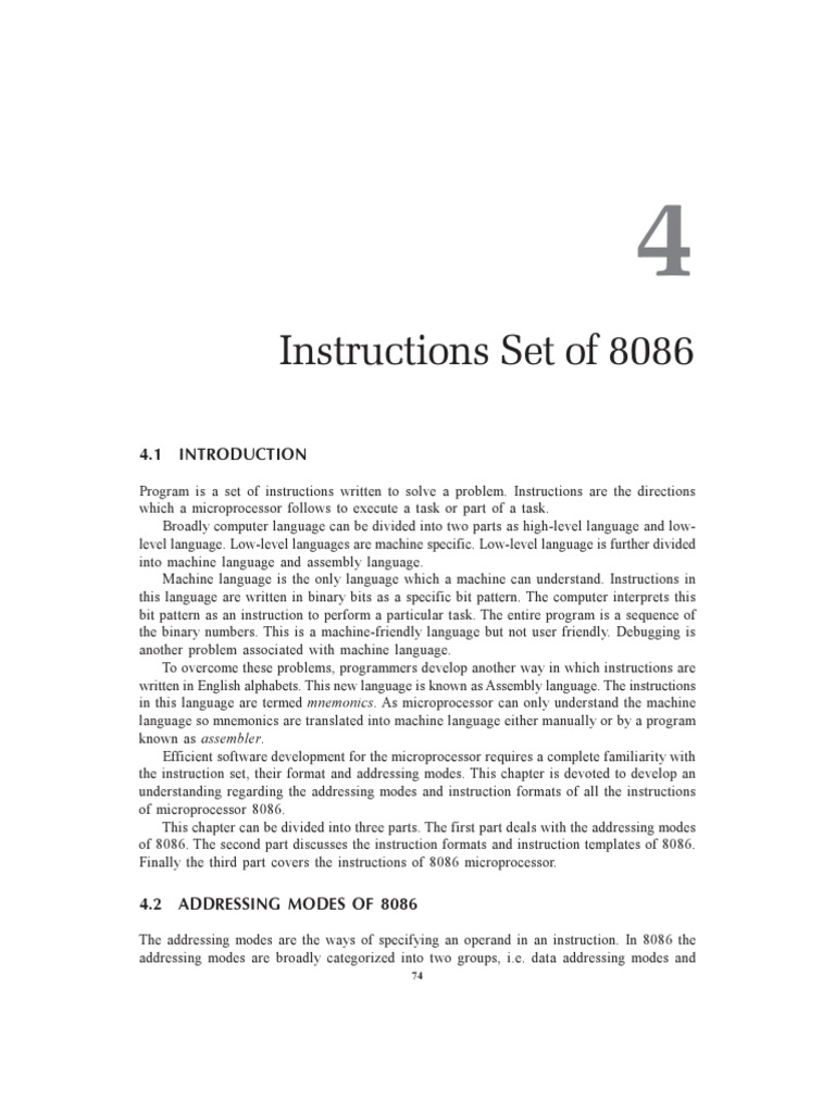 Instructions Set of 8086 | PDF | Assembly Language | Computer Program