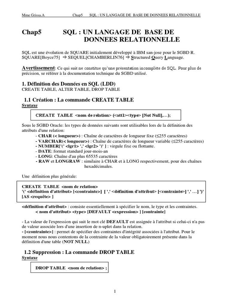 Chap 5 | PDF | SQL | Bases de données