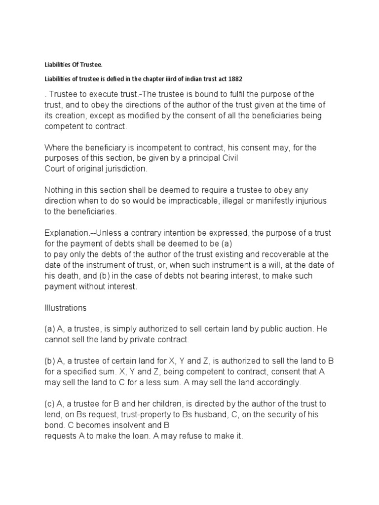 Liabilities and Responsibilities of Trustees | PDF | Trust Law | Trustee