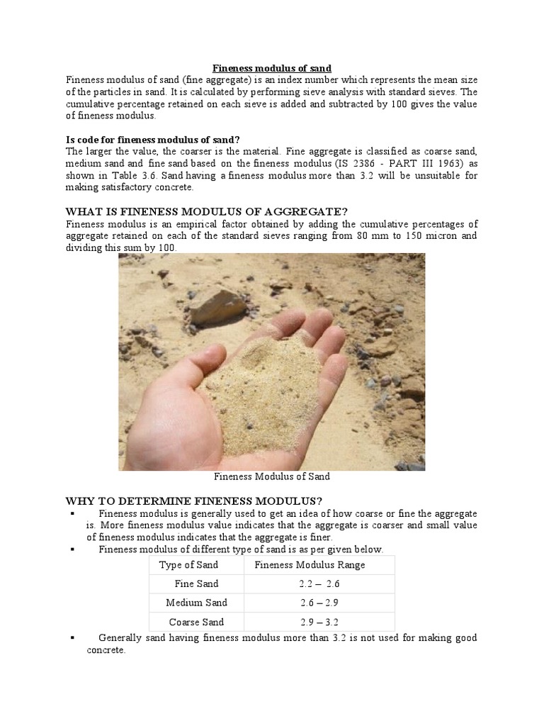 Fineness Modulus of Sand | PDF | Young's Modulus | Ph