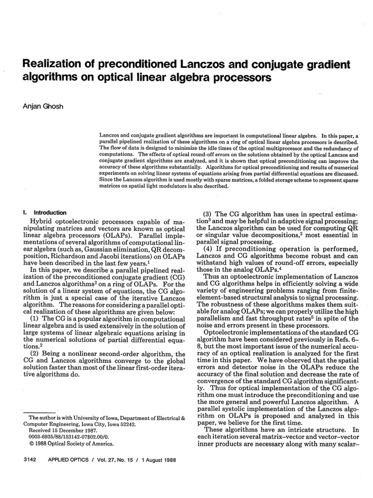 Realization of Preconditioned Lanczos An | PDF | Matrix (Mathematics) | Numerical Analysis