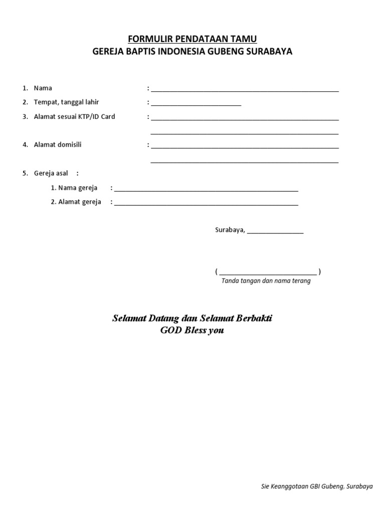 Formulir Pendataan Tamu | PDF