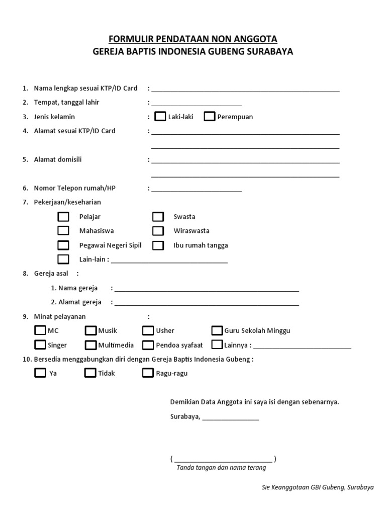 Formulir Pendataan Non Anggota | PDF