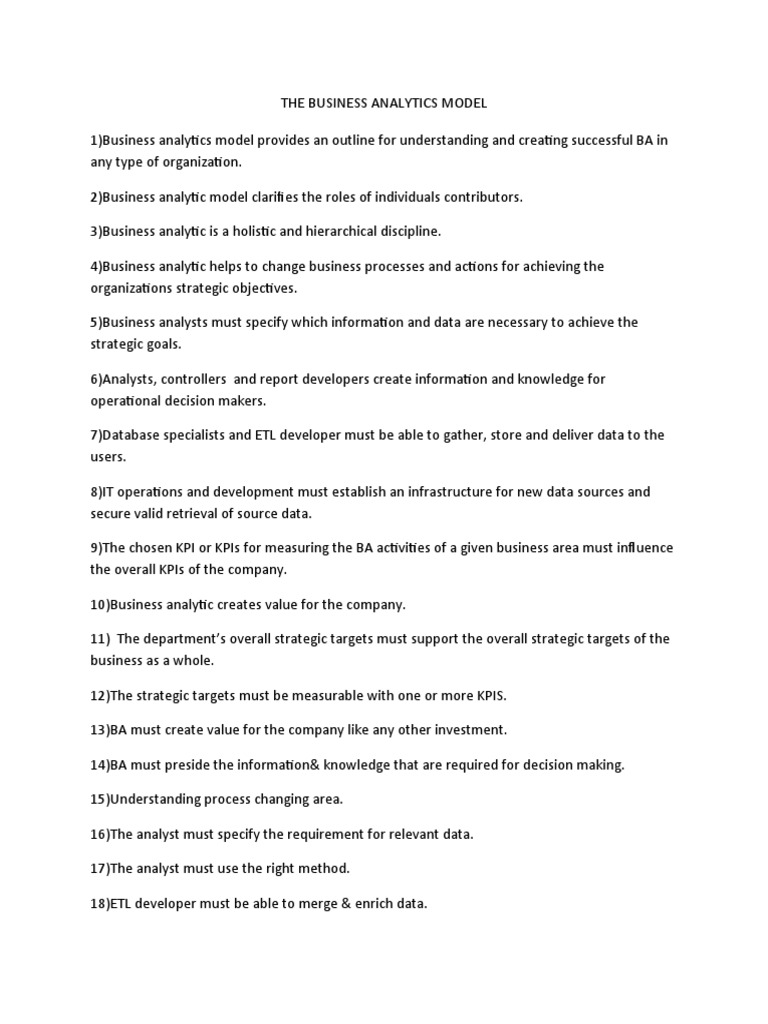 The Business Analytics Model 1 | Download Free PDF | Analytics | Databases