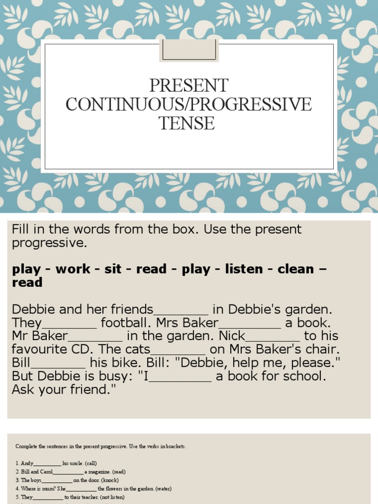 Present Progressive Practice | PDF