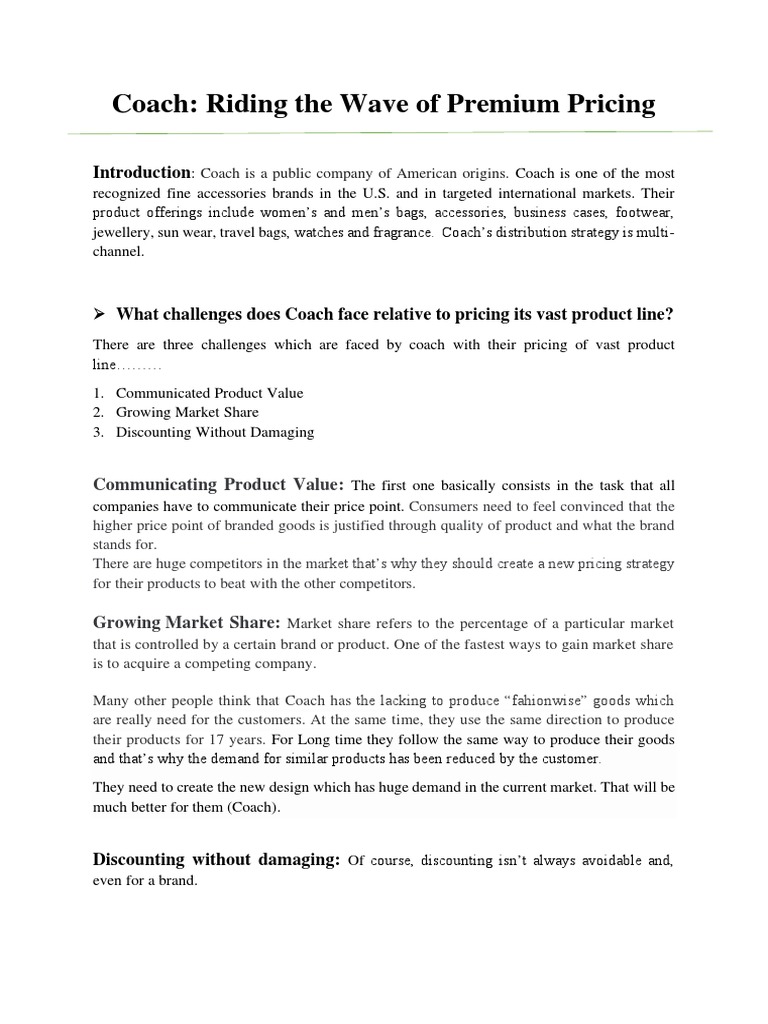 Coach Case Study | PDF | Pricing | Luxury Goods