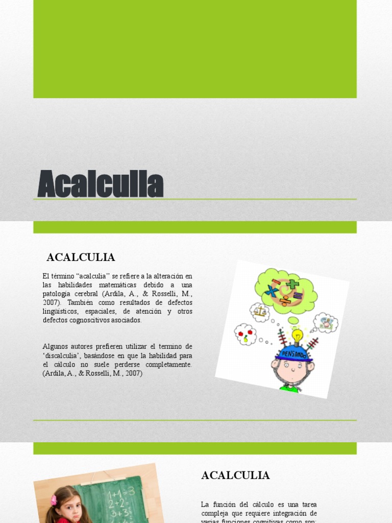 Acalculía | PDF | Afasia | Psicología clínica