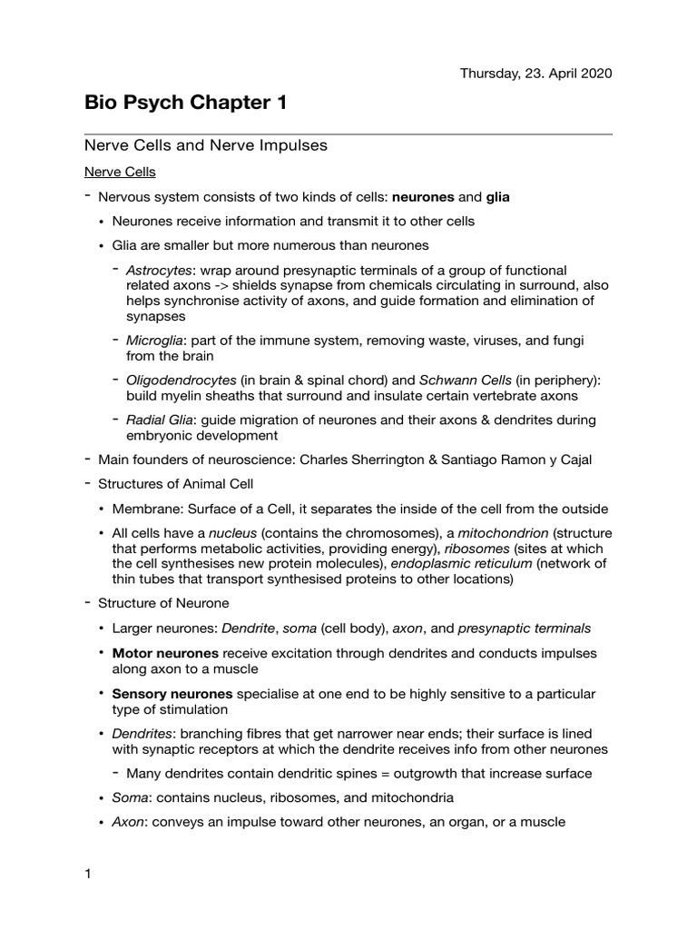 Biological Psychology 12th Ed. Chapter 1 | PDF | Neuron | Action Potential