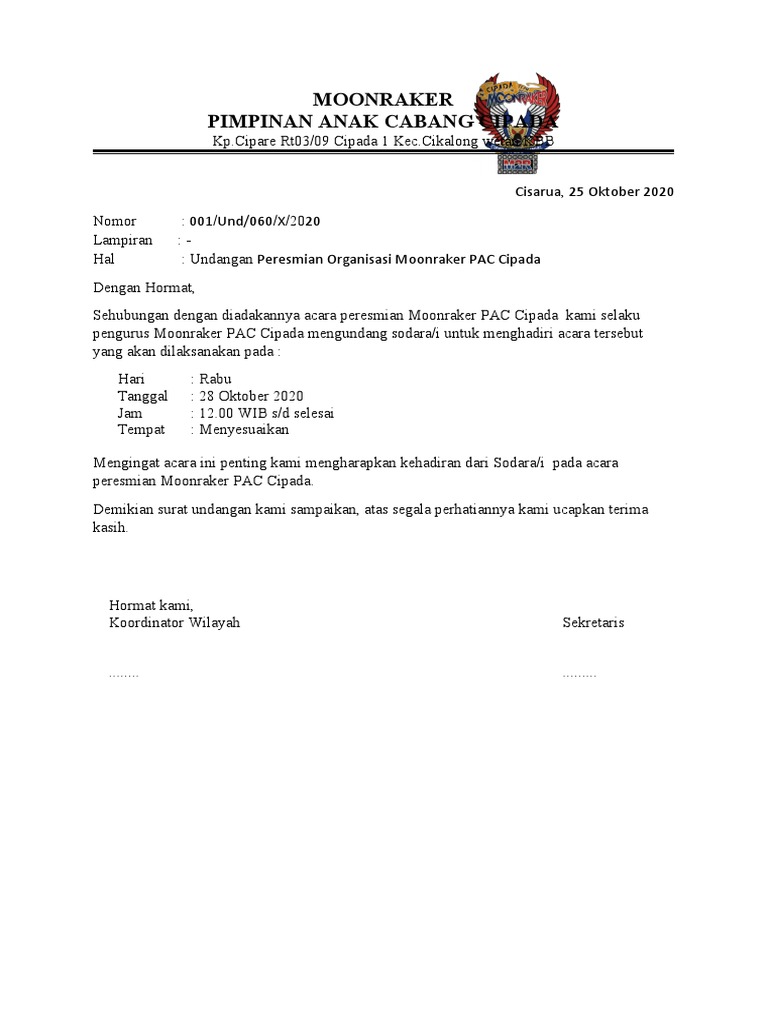 Contoh Surat Undangan Resmi | PDF