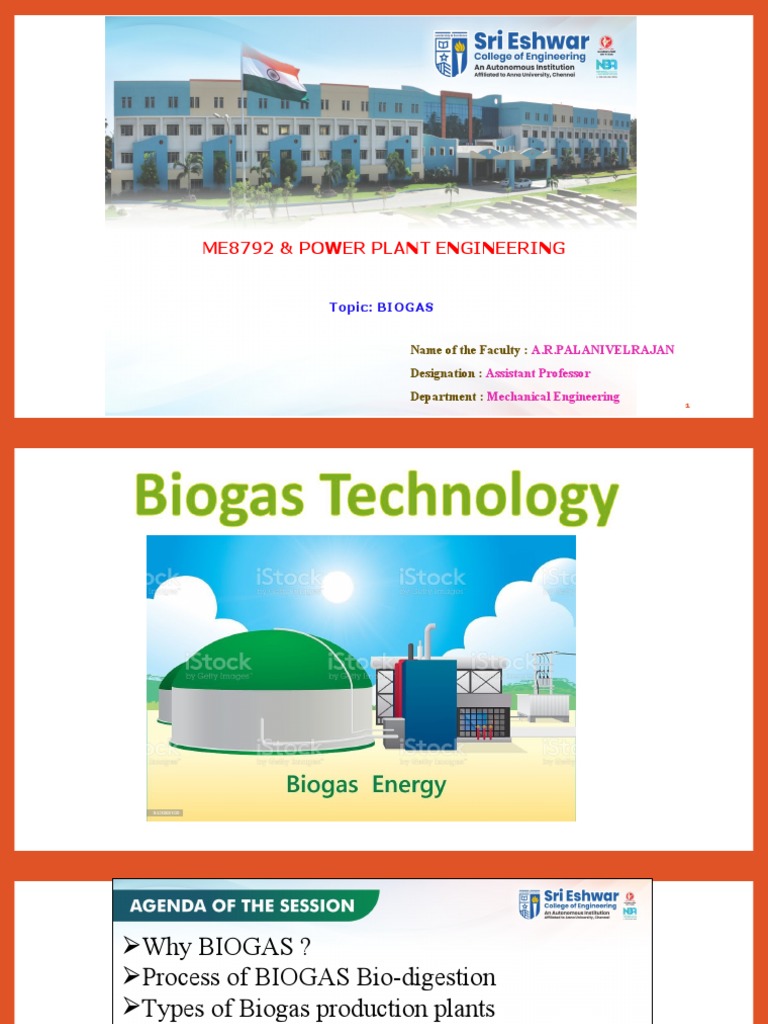 Me8792 & Power Plant Engineering: Topic: BIOGAS | PDF