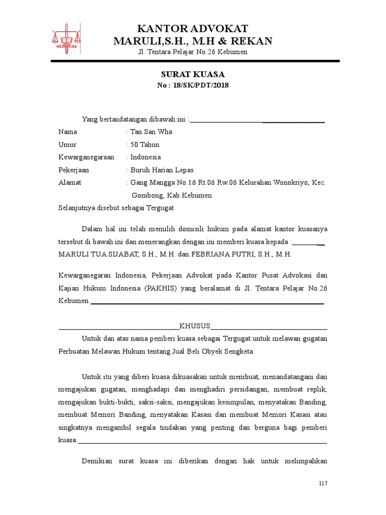 Surat Kuasa Khusus Tergugat | PDF Surat Kuasa Khusus Tergugat | PDF