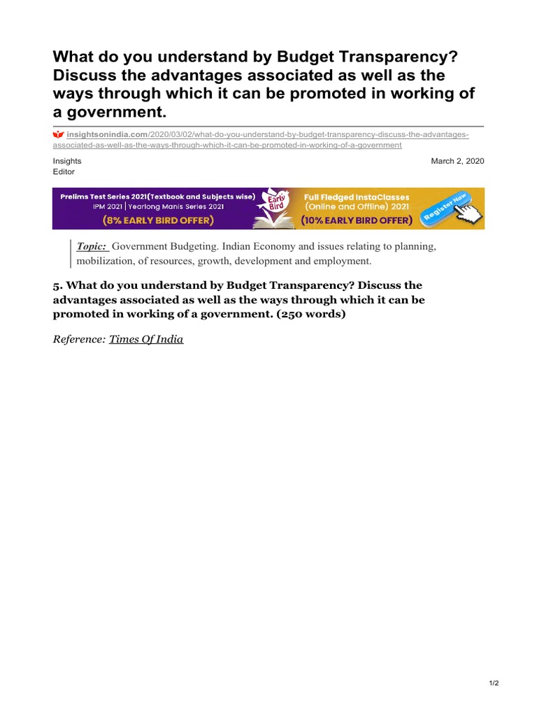 Budget Transparency | PDF | Transparency (Behavior) | Budget