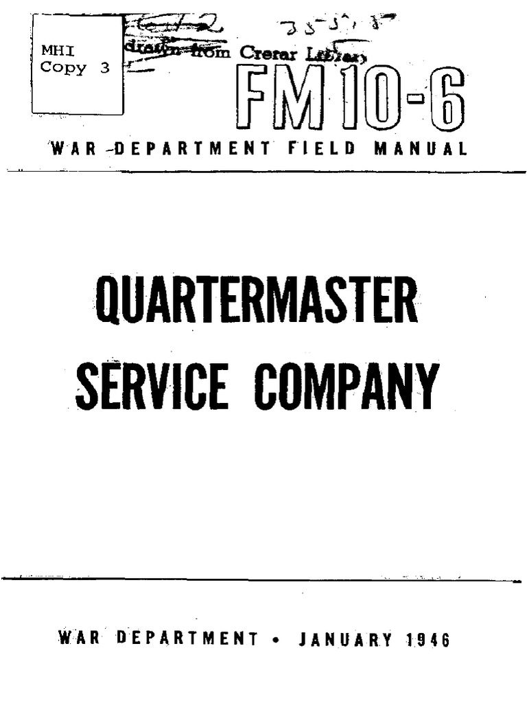 FM 10-6 Quartermaster Service Company | PDF | Company (Military Unit ...