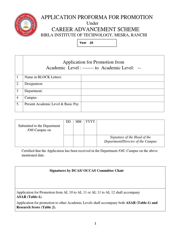 BIT CAS Application Form 2018 | PDF | Doctor Of Philosophy ...