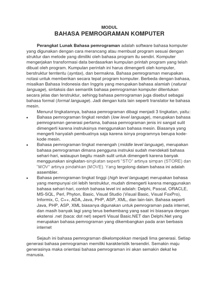 Bahasa Pemrograman Komputer | PDF | Seni