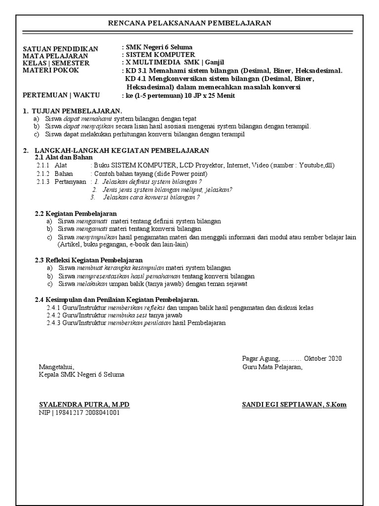 RPP Sistem Komputer SMK Multimedia | PDF