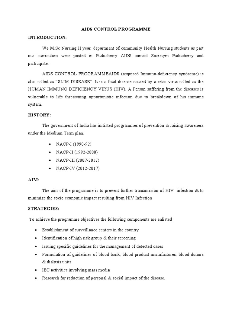 14.6aids Control Programme | PDF | Sexually Transmitted Infection | Hiv ...