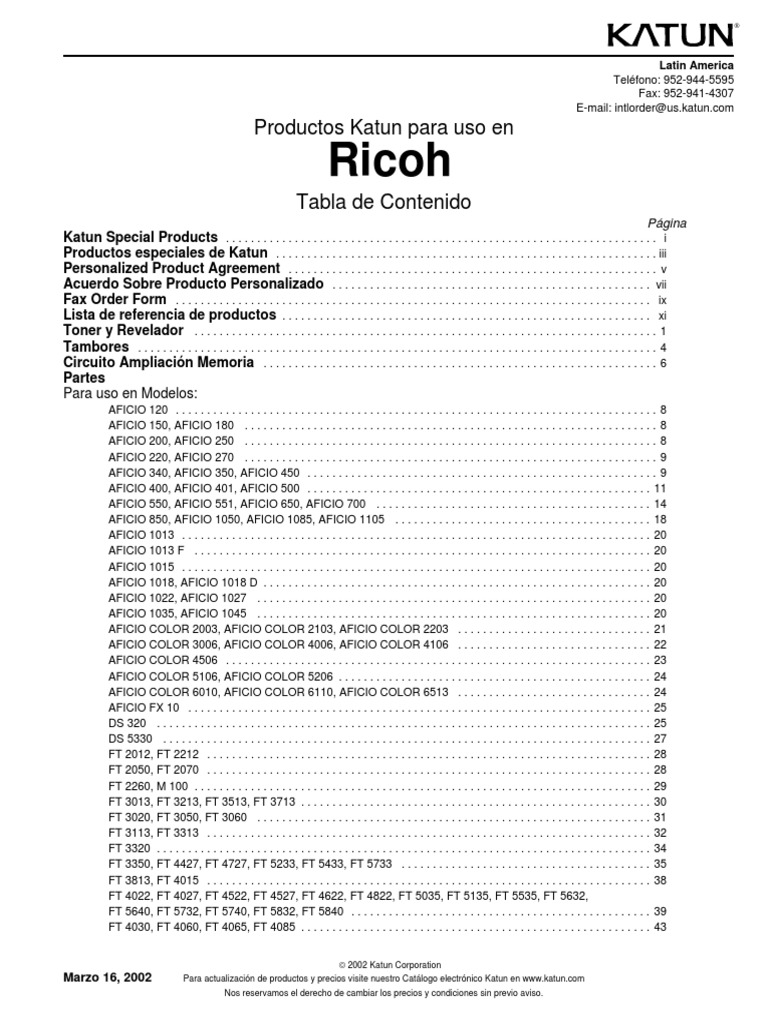 Csa Ricoh Npcatalog 2002 S | PDF | Materiales | Science