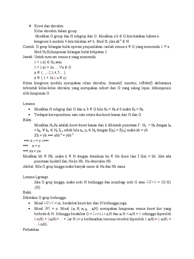 Koset Dan Ekivalen | PDF
