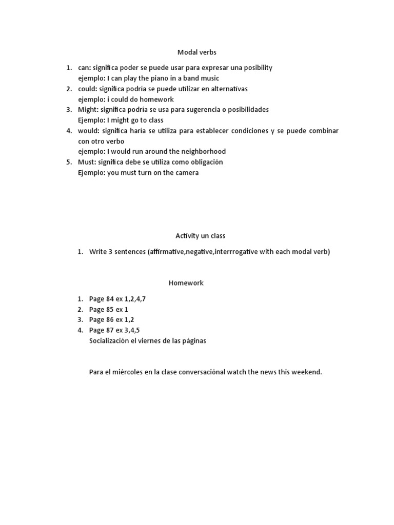 Clase de Modal Verbs J Actividad y Compromiso | PDF