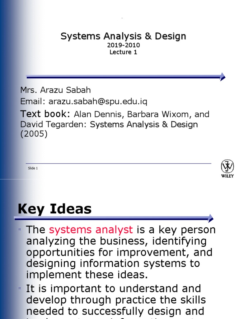 System Analysis and Design Lecture 1-1 | Download Free PDF | Software ...