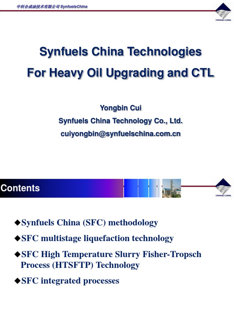 Yongbin Cui Synfuels China Technology Co LTD China 103994161 PDF | PDF ...