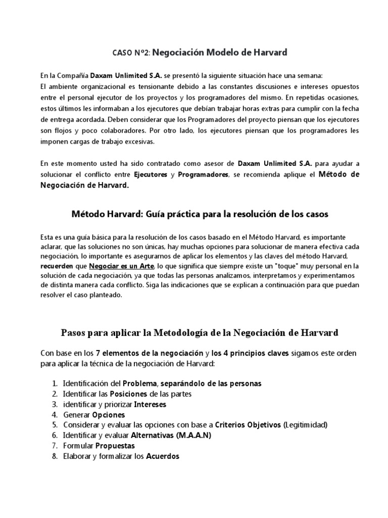 Actividad 4 CASO DAXAM MÉTODO HARVARD | PDF | Negociación | Cognición