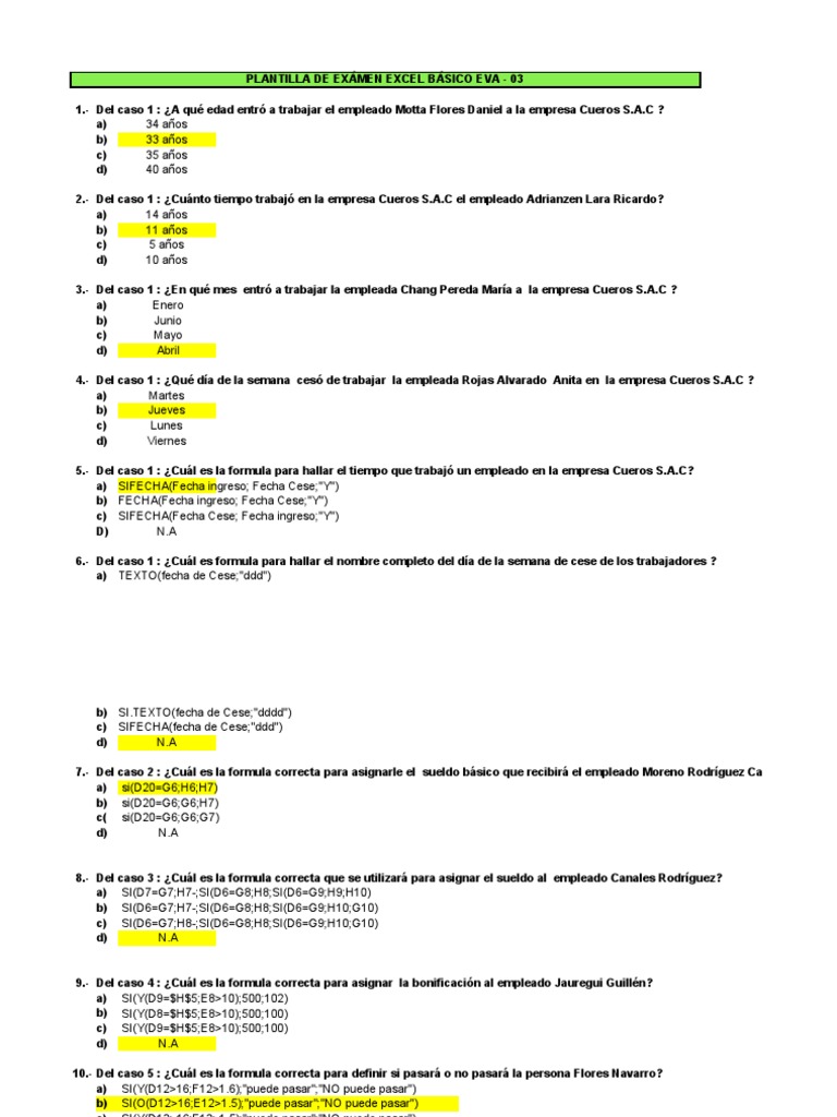 Plantilla Eva-03 Excel Básico | PDF