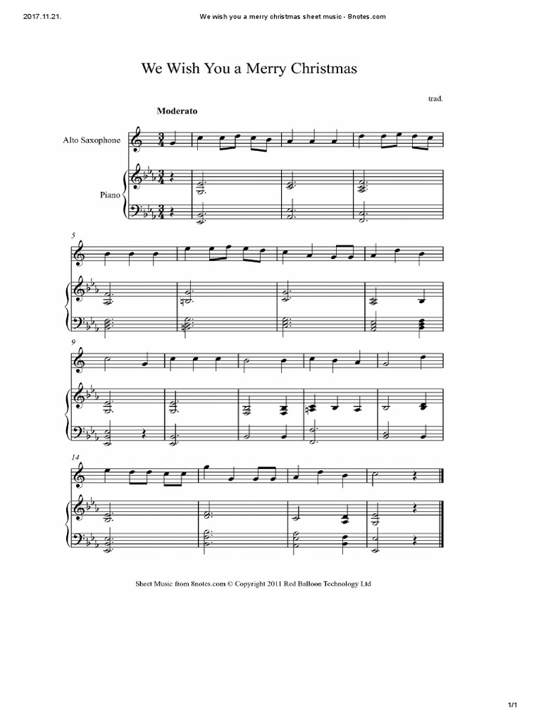 We Wish You A Merry Christmas Sheet Music - 8notes | PDF