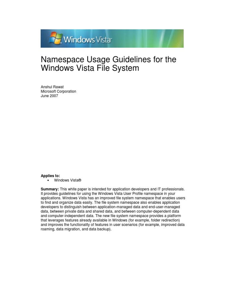 Windows File System Namespace Usage Guidelines | PDF | Computer File ...
