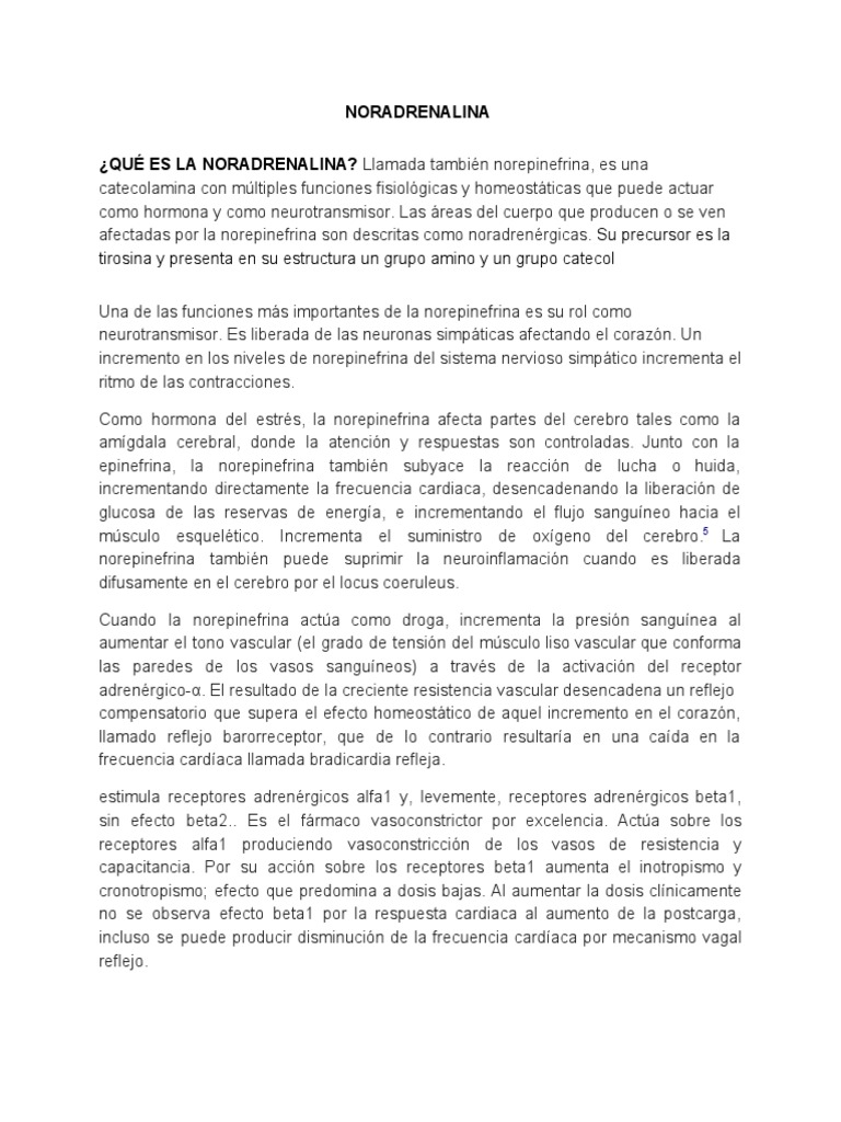 La norepinefrina: su síntesis, función como neurotransmisor y hormona ...