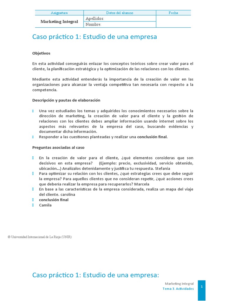 Caso Práctico 1 Marketing Integral - Unir | PDF | Hotel | Marketing