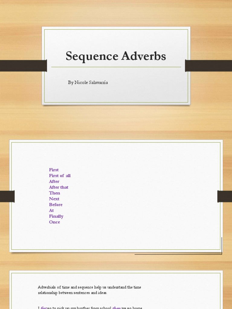 Sequence Adverbs | PDF