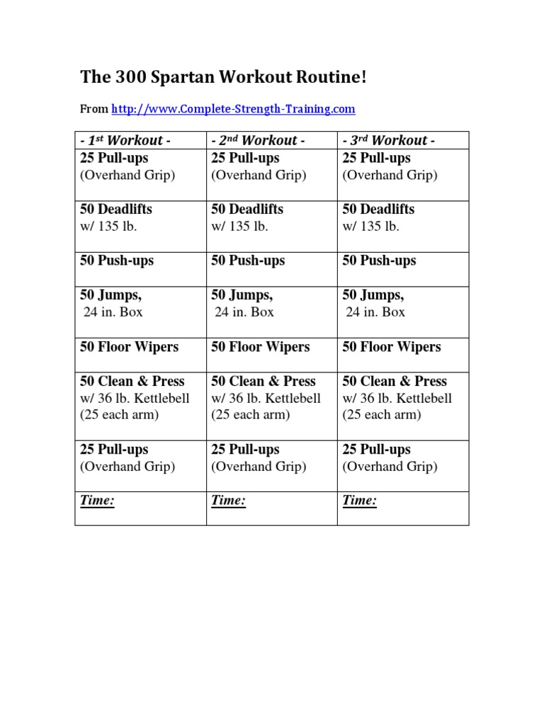 The 300 Spartan Workout Routine PDF | PDF