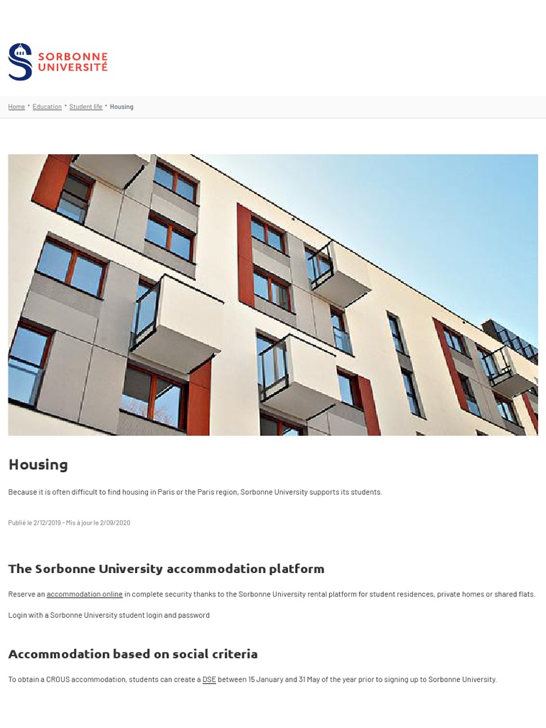 Housing - Sorbonne Université | PDF