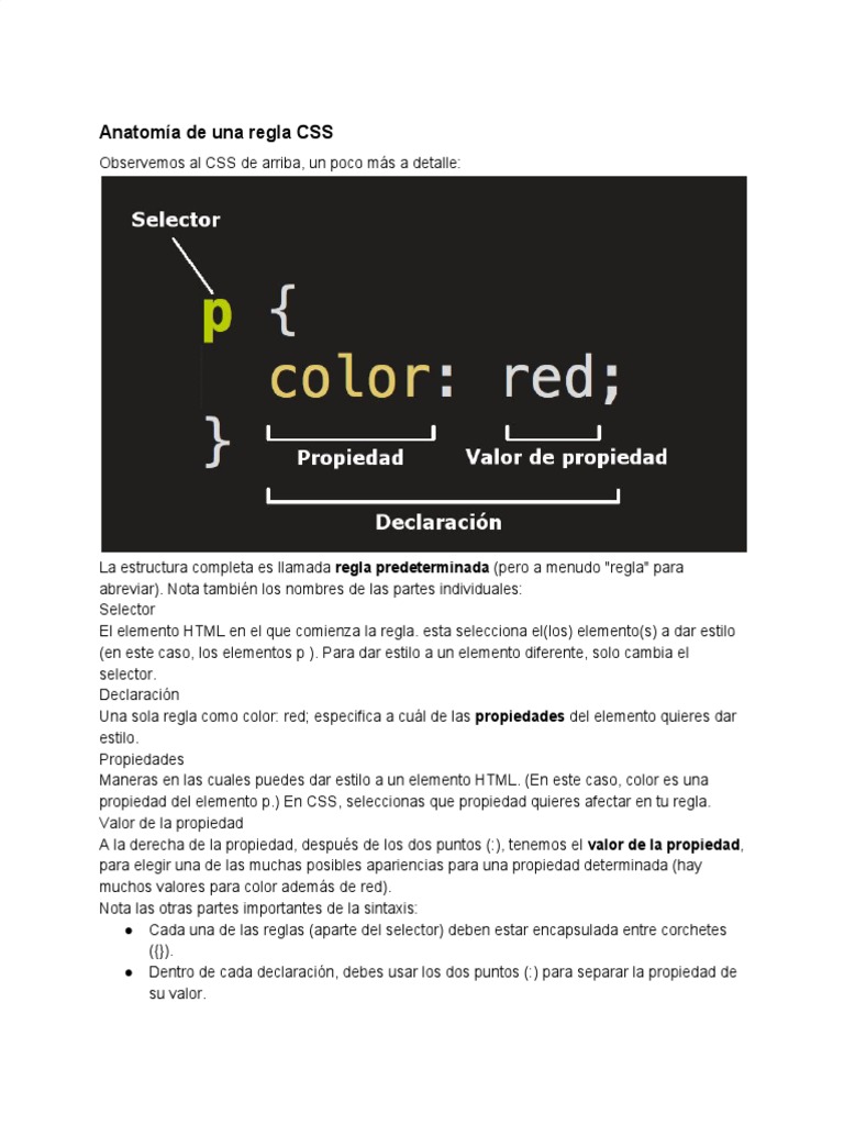 Anatomía de Una Regla CSS PDF | PDF
