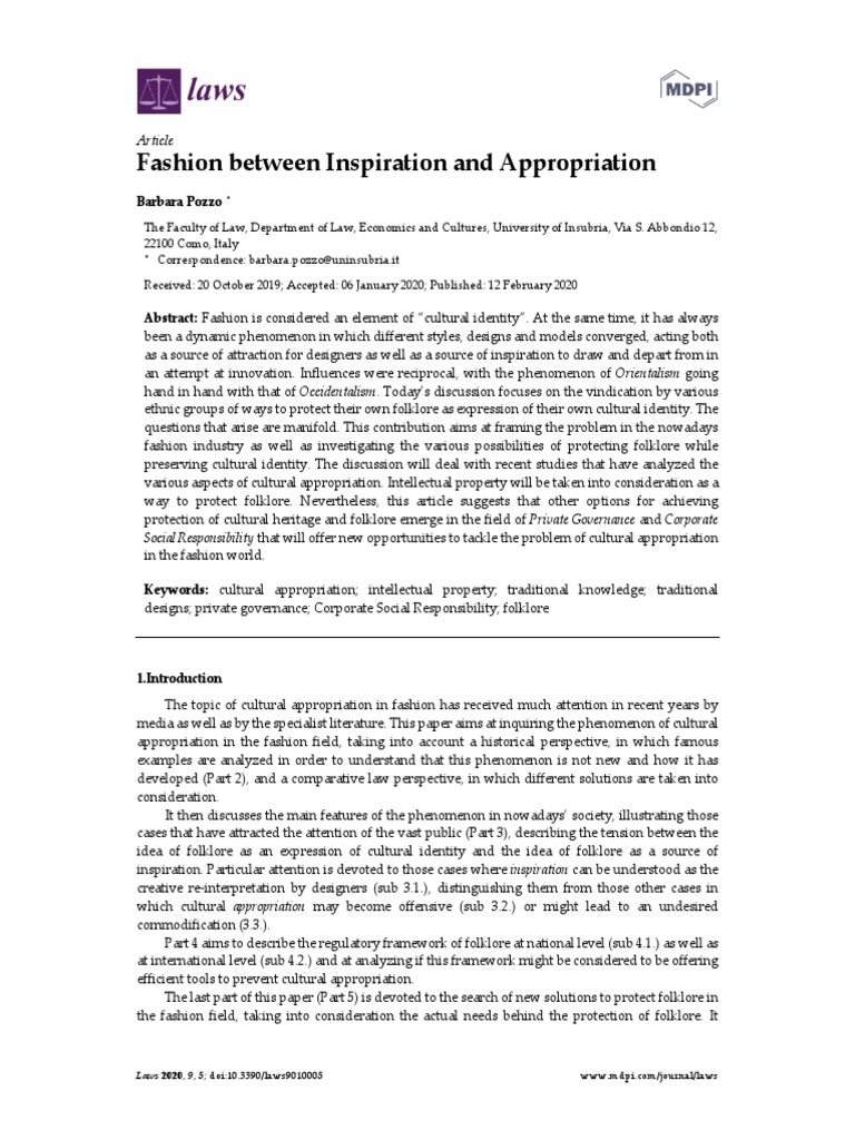 Inspiration Appropriation | PDF | Fashion | Folklore