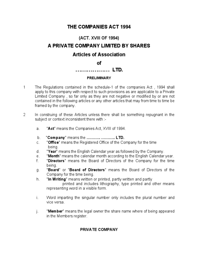 The Companies Act 1994 | PDF | Government | Justice