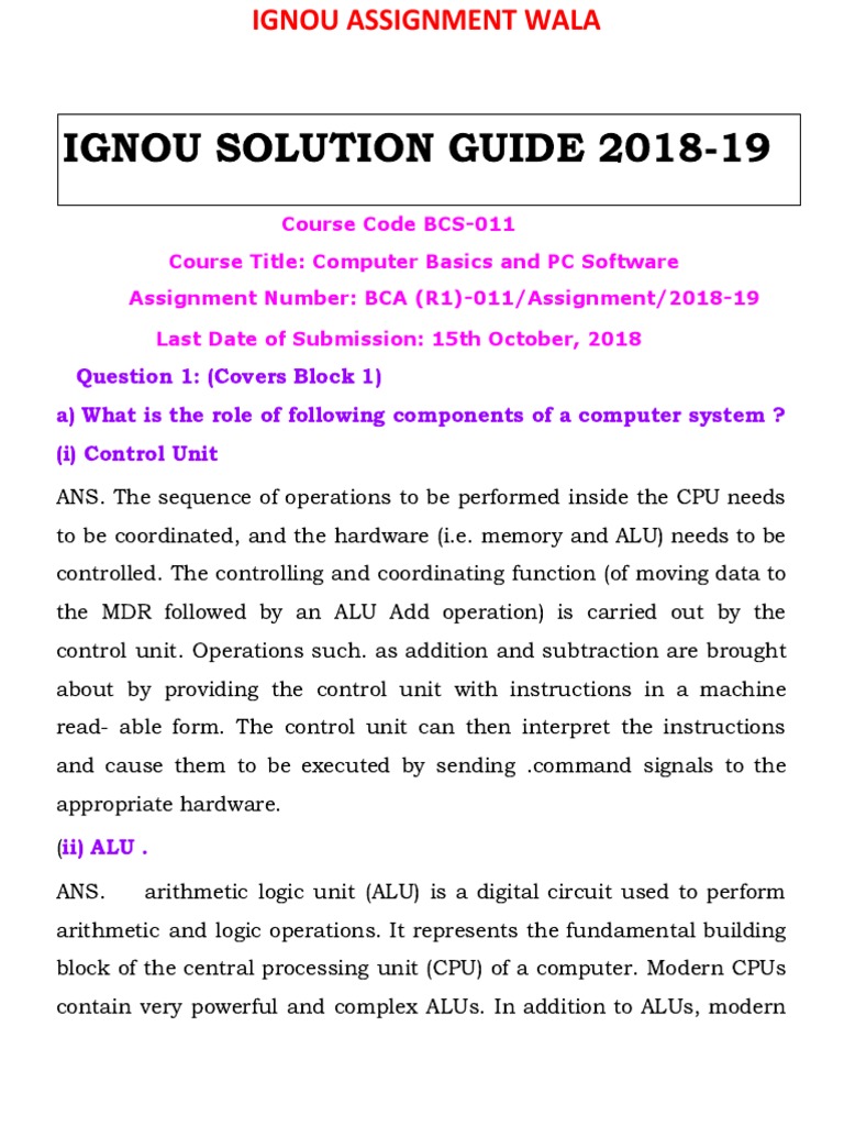 Ignou Solution Guide 2018-19 | PDF | Central Processing Unit | Subroutine