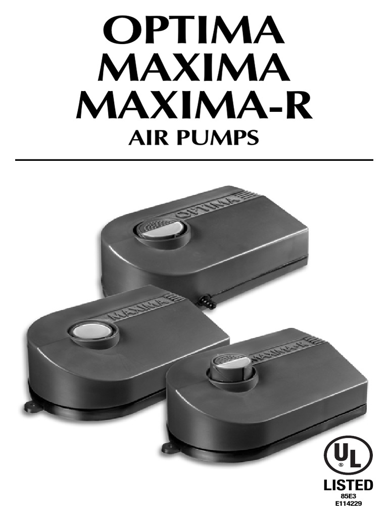 MAXIMA and OPTIMA Air Pump Guide | PDF | Ac Power Plugs And Sockets | Pump