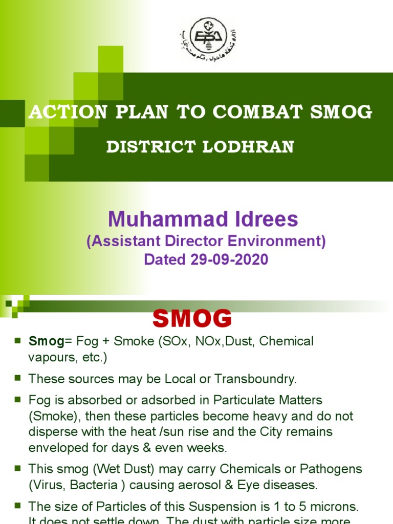 Action Plan To Combat Smog: Muhammad Idrees | PDF | Particulates | Smog