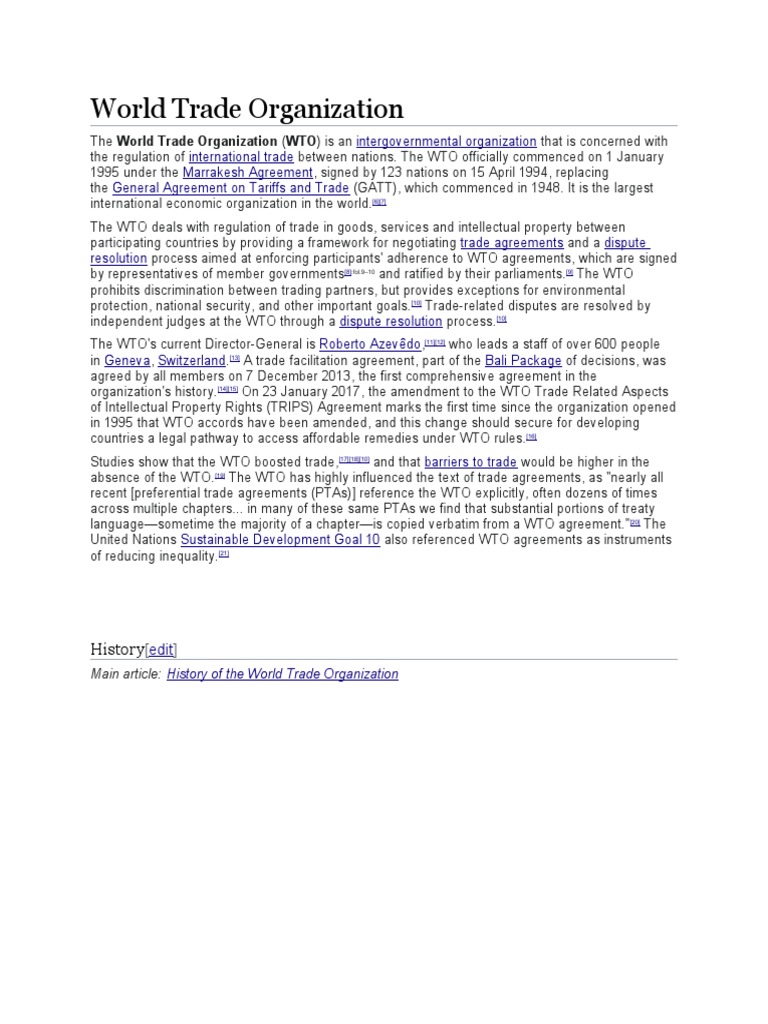 World Trade Organization | PDF | Uruguay Round | World Trade Organization