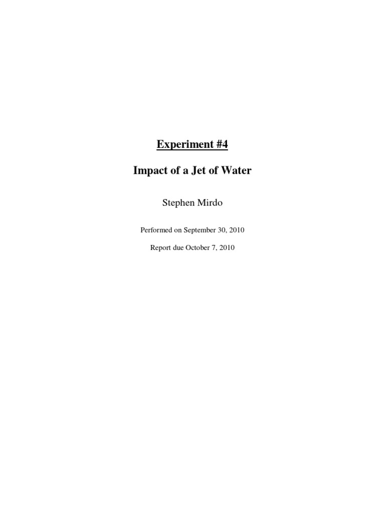 Water Jet Impact Force Analysis | PDF | Flow Measurement | Jet Engine
