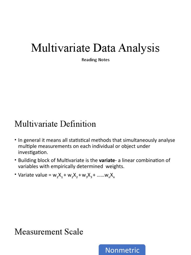 Multivariate Data Analysis: Reading Notes | PDF