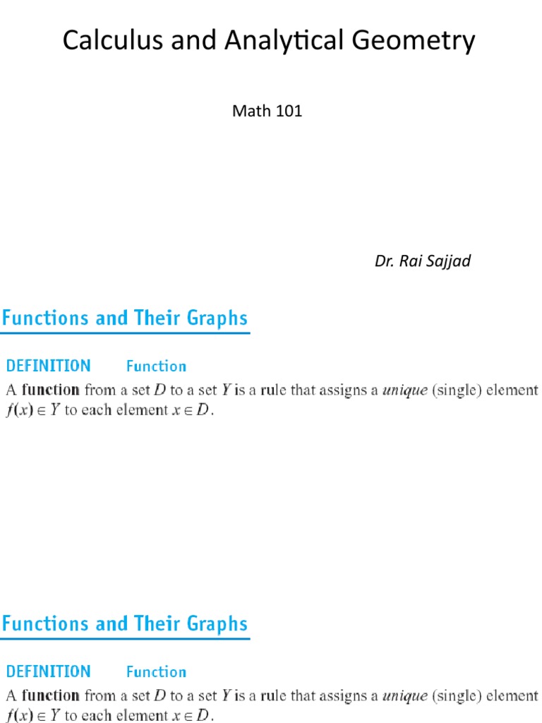 Calculus and Analytical Geometry: Math 101 | PDF