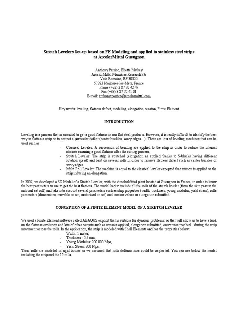 Stretch Leveler Optimization for Steel | PDF | Deformation (Engineering ...