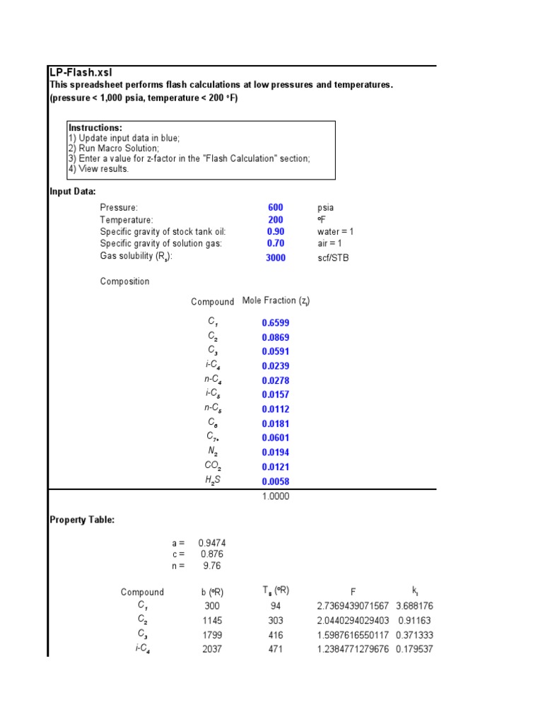 Excel Flash Calculations Tool | PDF | Gases | Applied And ...